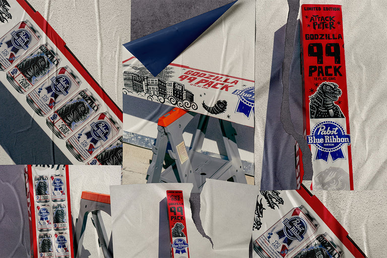 Godzilla and Pabst Blue Ribbon Go Big With a 99-Can Collectible