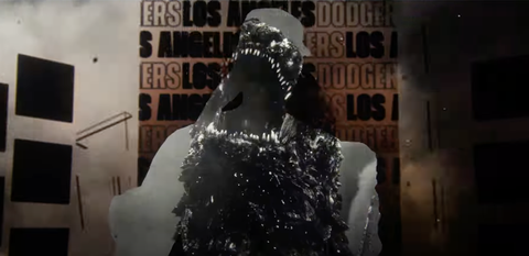 Godzilla Roars in Los Angeles Dodgers Opening Day Video